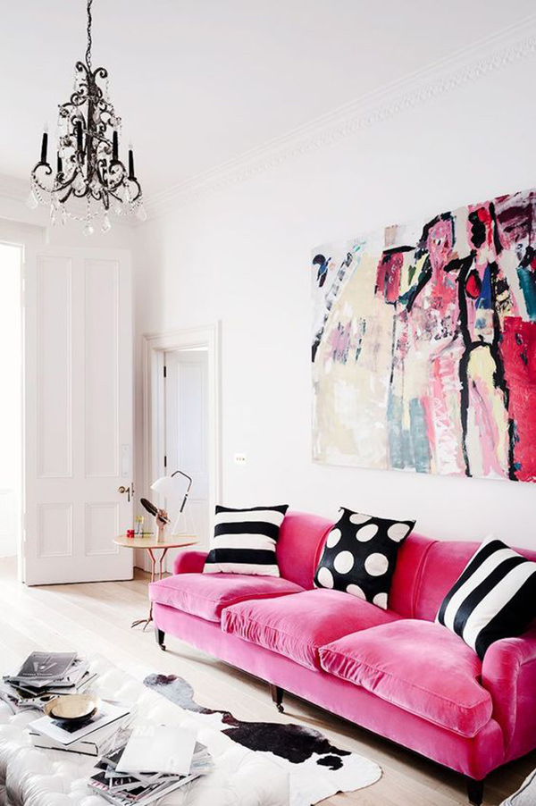 20 salas com sofá rosa - Constance Zahn | Casa & Decor